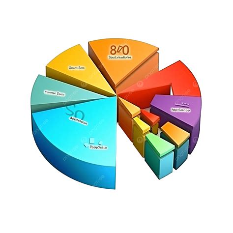 รูปแผนภูมิวงกลม 3 มิติเป็นเปอร์เซ็นต์แบบอินฟราเรดสามมิติรายงานข้อมูลการวิเคราะห์ธุรกิจ Png