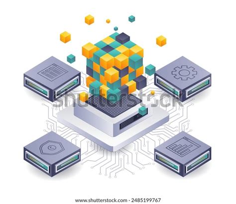 Analyzing Data Trends Blockchain Server Development Stock Vector