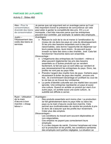 Partage de la planète Avantages et inconvénients