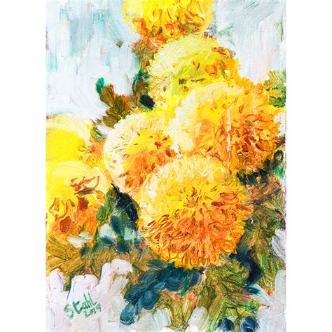 Купить картину Желтые хризантемы в Москве от художника Шталь Наталия