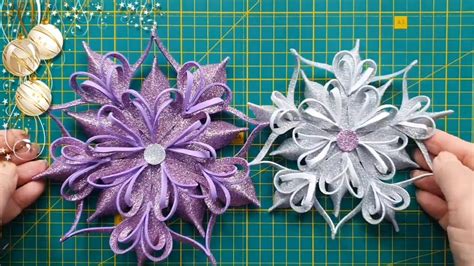 Новогодняя снежинка из глиттерного фоамирана своими руками/ Glitter ...