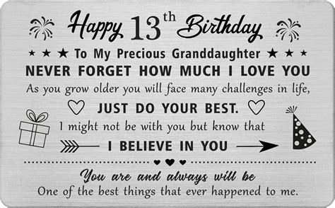 FALOGI Granddaughter 13th Birthday Cards Happy 13 Year Old Birthday