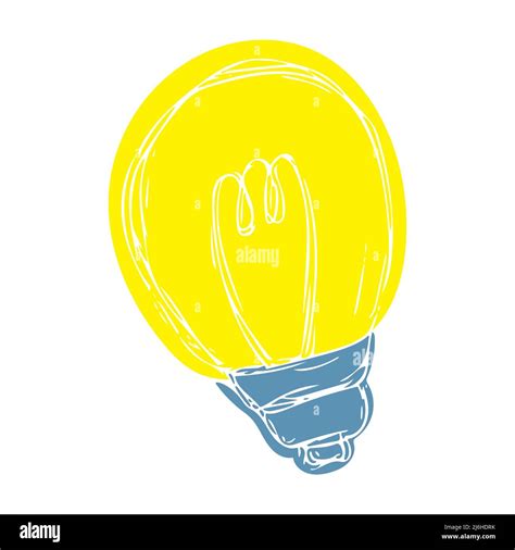 Foco brillante de color dibujado a mano vectorial aislado sobre fondo ...