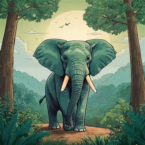 Premium Photo An Elephant With Tusks On The Trunk Is Standing On A Hill