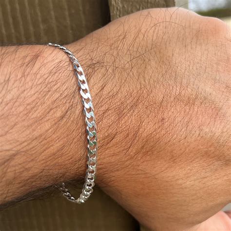 Real 925 Sterling Silver Italy Flat Cuban Link Chain Bracelet 5mm 7