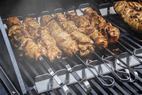 Flat Skewers Stainless Steel Bbq Skewer Rack Sahara Bbqs