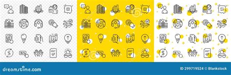 Outline Set Of Swipe Up Quick Tips And Money Currency Line Icons For Web App Vector Stock