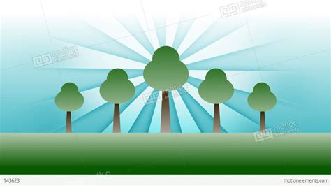 Animated Green Trees Against Blue Background Rays Stock Animation 143623