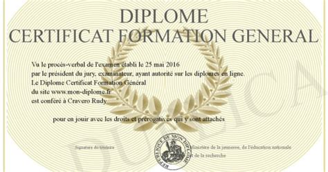 Diplome Certificat Formation General