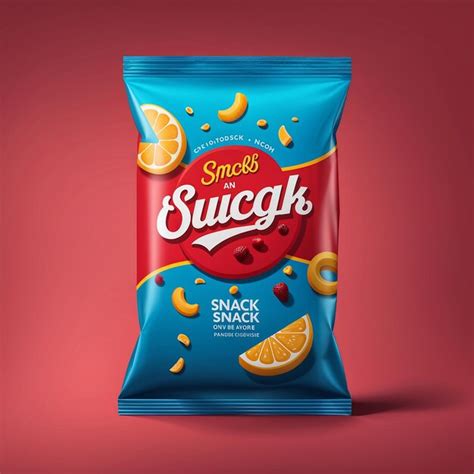 Vector 3d Realistic Snack Packaging Design Isolated On Red Background