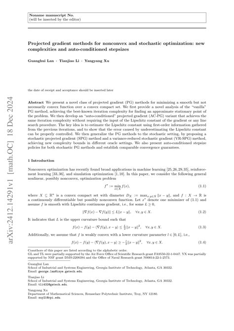 Pdf Projected Gradient Methods For Nonconvex And Stochastic