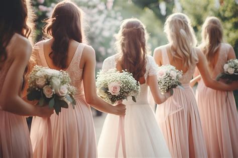 Premium Ai Image The Bride And Bridesmaids With Flowers