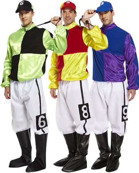 Cl316 Jockey Horse Rider Mens Uniform Adult Fancy Dress Up Costume