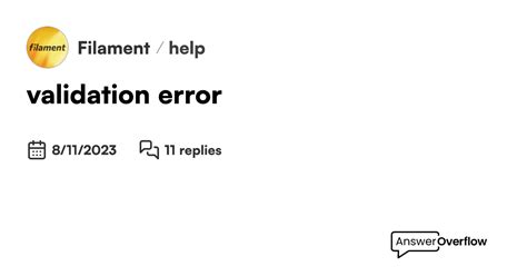 Validation Error Filament