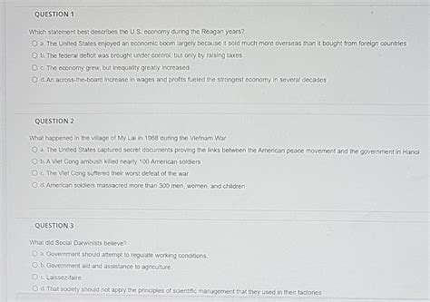 Solved Question 1 Which Statement Best Describes The Us