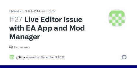 live editor issue with ea app and mod manager · issue 27 · xaranaktu fifa 23 live editor · github