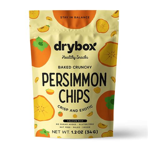 Drybox 1 Pack Natural Dried Persimmons Chewy Unsweetened Fruit Chips