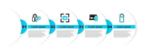 Set Line Please Do Not Disturb Two Steps Authentication Eye Scan And Lock And Key Icon Vector