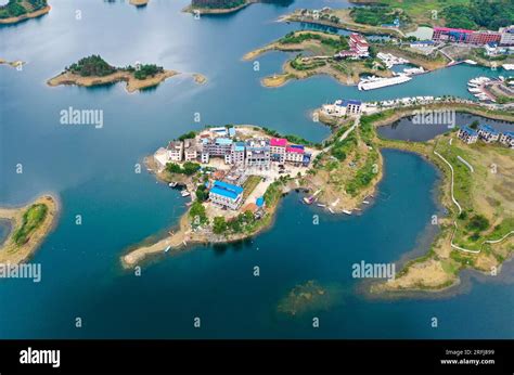 Aerial Photo Shows The Summer Scenery Of Xiandao Lake In Huangshi City