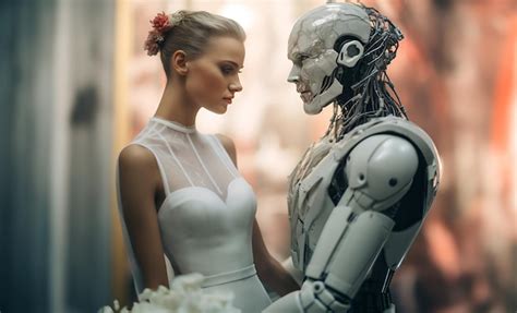 Premium Ai Image Bride And A Robot Artificial Intelligence