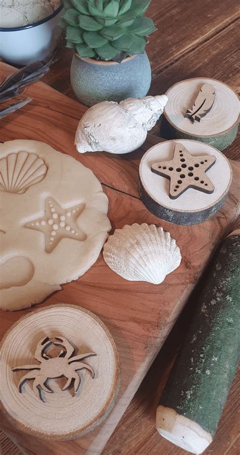 Seaside Beach Log Slices Play Dough Stamps