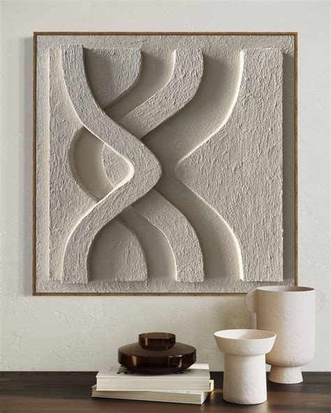 Beige Abstracte 3d Getextureerde Muurkunst 3d Minimalistische Muurkunst Gipsmuurkunst Boho
