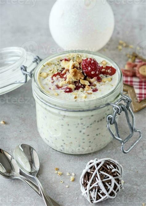 Overnight Oats In Jar Stock Photo At Vecteezy
