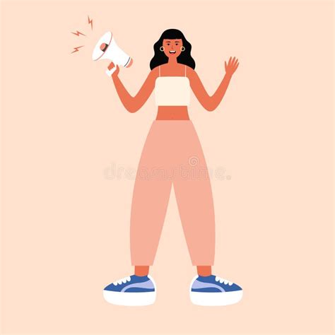 Garota Poderosa Com Megafone Menina Gritando No Alto Falante