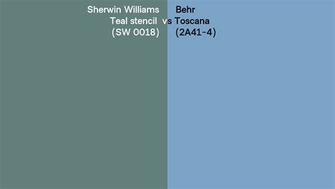 Sherwin Williams Teal Stencil SW 0018 Vs Behr Toscana 2A41 4 Side