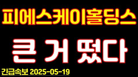 피에스케이홀딩스 큰 거 떴다 Youtube