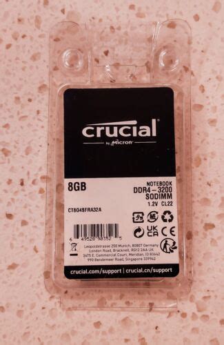Crucial Ram 8gb Ddr4 3200 Mhz So Dimm Cl22 Laptop Memory Ct8g4sfra32a