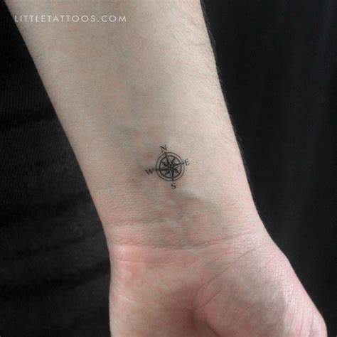 Tiny Compass Rose Temporary Tattoo Located On The