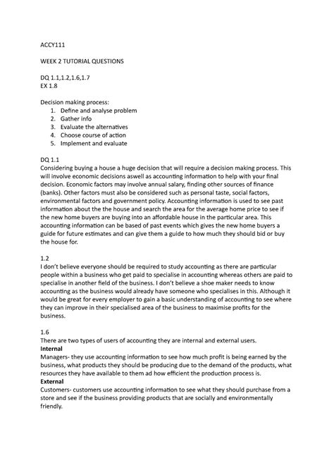 Accy This Is Week Tutorial Questions Answered Accy Week