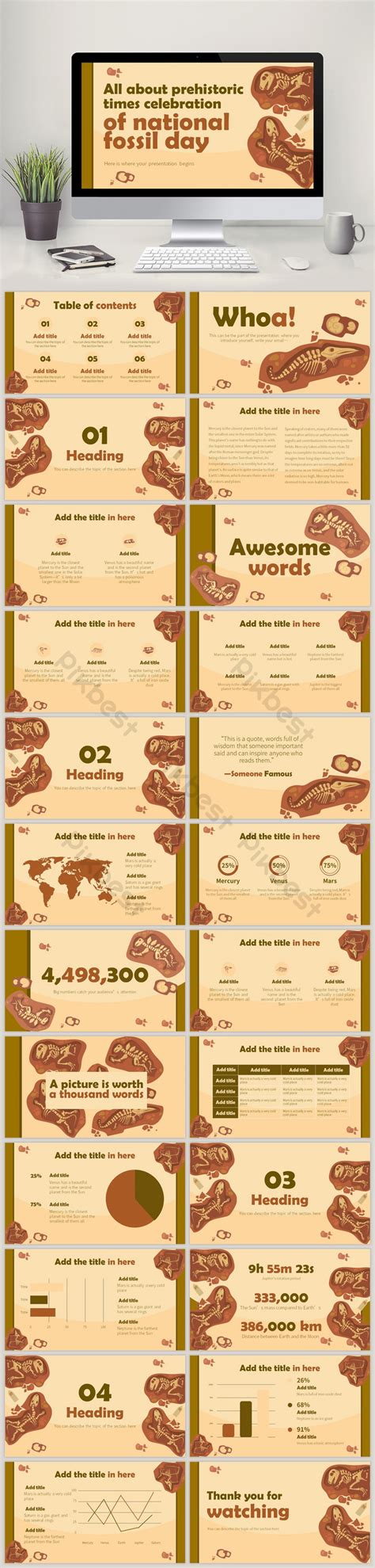 All About Prehistoric Times Celebration Of National Fossil Day Cream Powerpoint Pptx Template