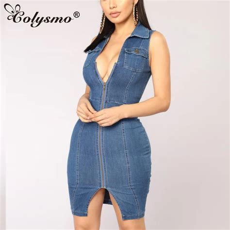 Colysmo Blue Denim Dress Sexy Plus Size Summer Dress Women Vestido