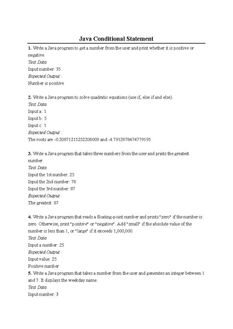 Java Conditional Statements Programs And Examples Studocu