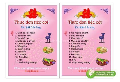 Thiết Kế Mẫu Menu Tiệc Cưới đẹp Cho Bạn Lựa Chọn Tối ưu Cho Tiệc Cưới
