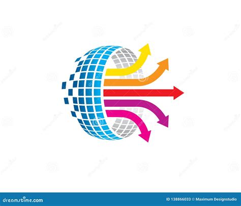 Data Flow With Red Orange Yellow Arrow Internet Logo Cartoon Vector