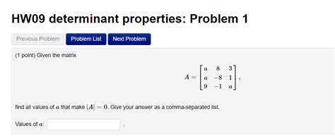 solved hw09 determinant properties problem 1 previous