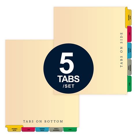 Custom Index Chart Dividers 90 Manila 5 Tabs Per Set Ecom Folders