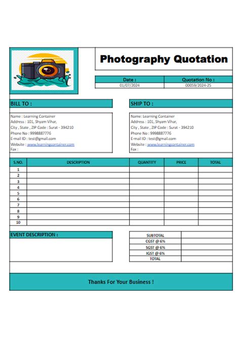 50 Professional Quotation Template In Excel Free Download