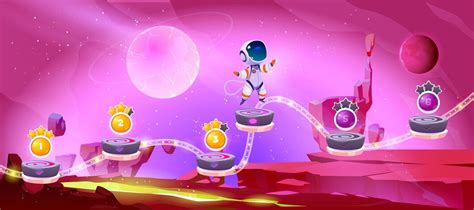 행성 벡터 화면이 있는 우주 게임 Ui 레벨 맵 무료 벡터