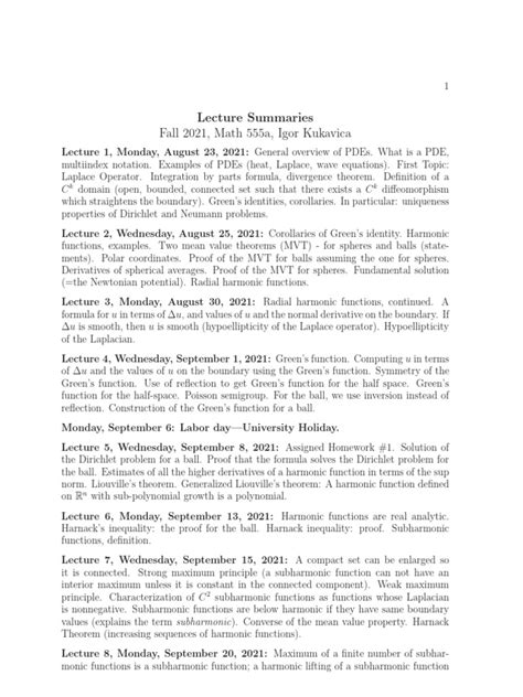 555alecturesummaries Pdf Greens Function Distribution Mathematics