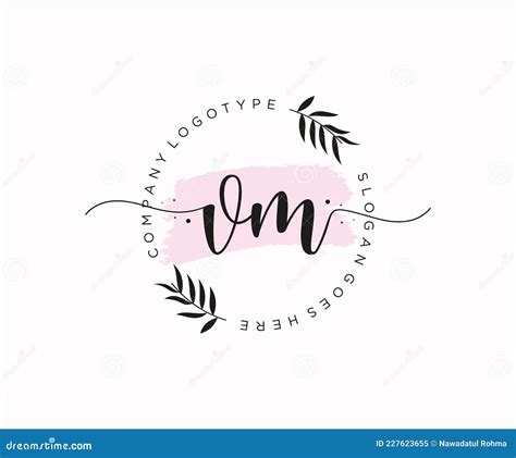 Logotipo Femenino Inicial De Vm Monograma Belleza Y Diseño Elegante