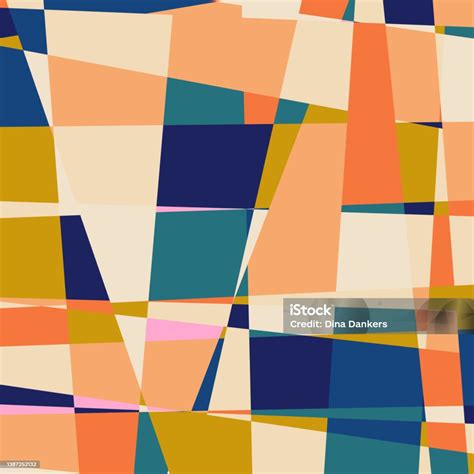 삼각형 사각형 및 사각형이 있는 현대 벡터 추상 기하학적 다색 배경 파스텔 컬러의 심플한 셰이프 그래픽 패턴 추상 모자이크 작품 구도에 대한 스톡 벡터 아트 및 기타 이미지
