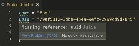 Linter Highlights Missing References In Projecttoml File General Usage Julia Programming