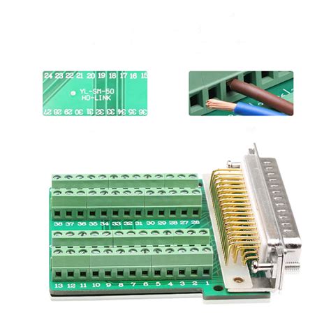 BB DB50S Breakout Adapter Board Connector DB50 Female To Terminal Block 50 Pos With Mating