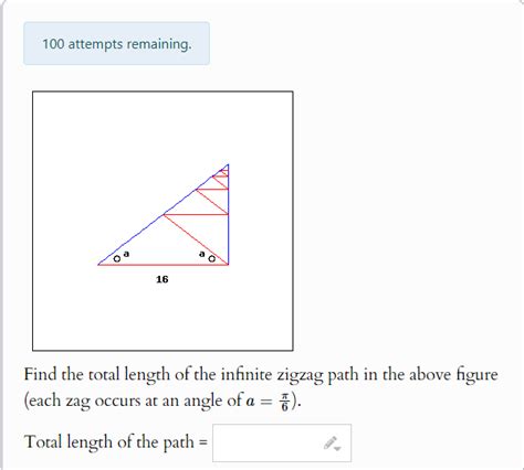 Solved Find The Total Length Of The Infinite Zigzag Path In