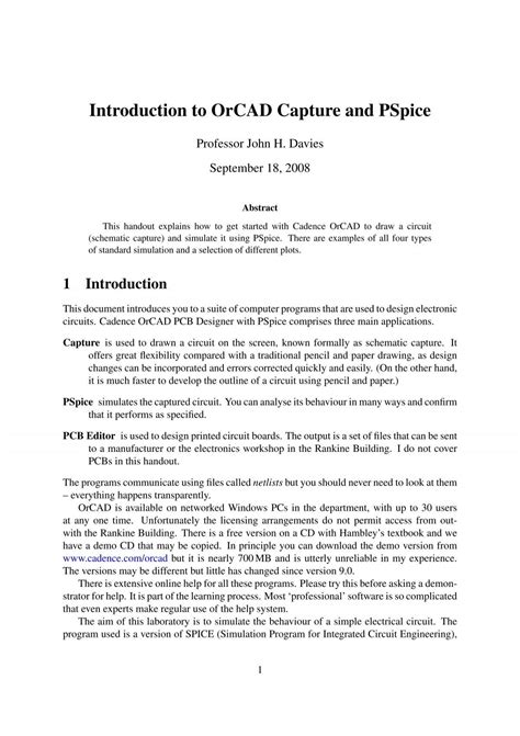 Introduction To Orcad Capture And Pspice