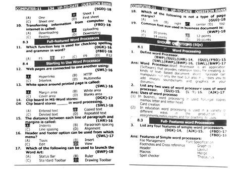 solution grade 11th computer science chapter 08 to 10 word processing